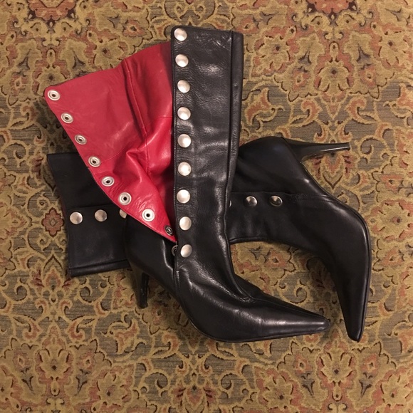 Shoes | Vintage Snappy Black Leather Stiletto Boots Italy | Poshmark